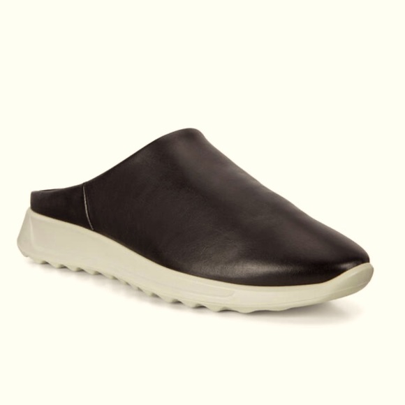 Ecco | Shoes | Ecco Flexure Runner Black Leather Slide Mule Shoe Sz 6 ...